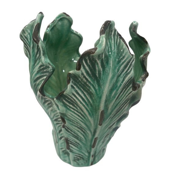 Accents | Rare Handmade Designer Lettuce Green Ceramic Leaf Vase ...